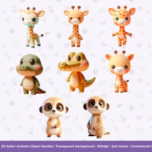 44 3D Safari Animals Clipart - Lions,zebras,meerkat,elephant,rhino ...