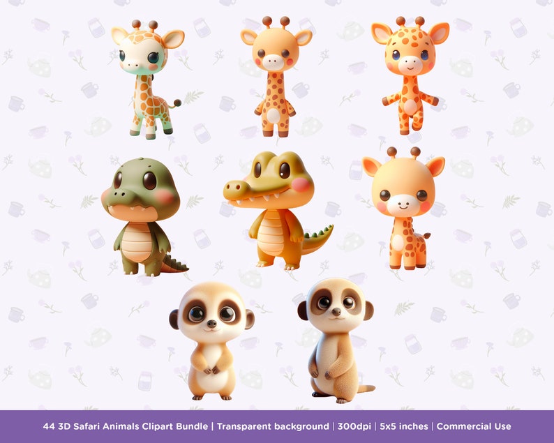 44 3D Safari Animals Clipart Lions,zebras,meerkat,elephant,rhino,hippo ...