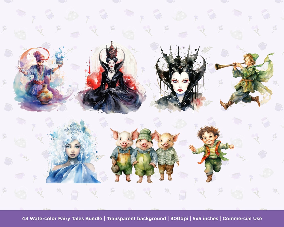 43 Watercolor Fairy Tales Clipart Magical, Princess, Medieval ...