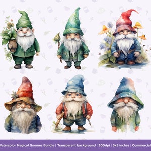 26 Watercolor Gnomes Clipart - Fantasy, Floral, Medieval, Fairy Tales ...