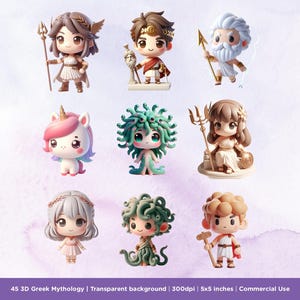 45 3D Greek Mythology Clipart Cartoon, Zeus, Gods, Poseidon, Hades ...