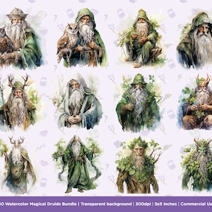 40 Watercolor Magical Druids Clipart - Druids, Rituals, Nature, Altar ...