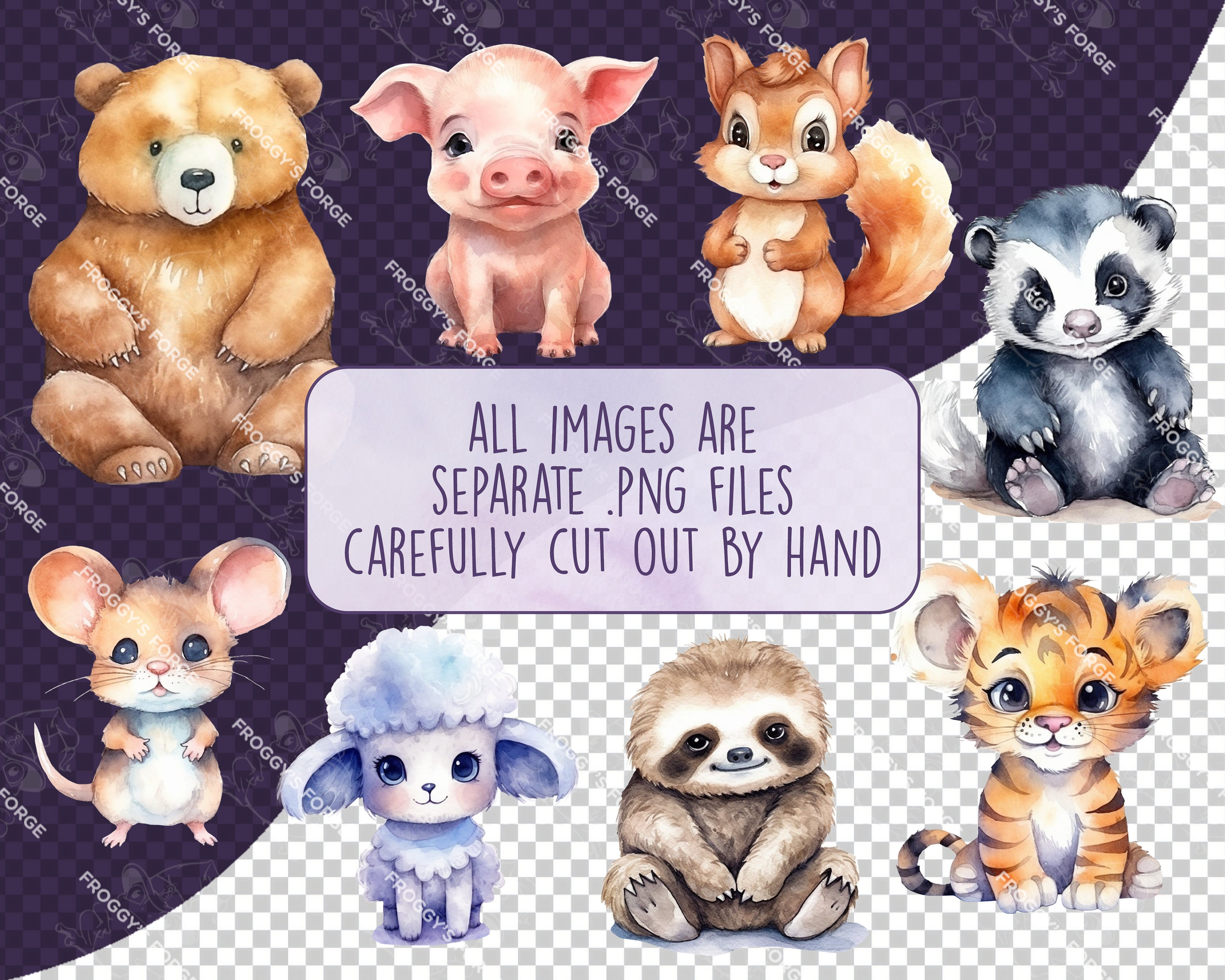20 Watercolor Chibi Animals Clipart - Cute, Chibi, Childrens Book ...