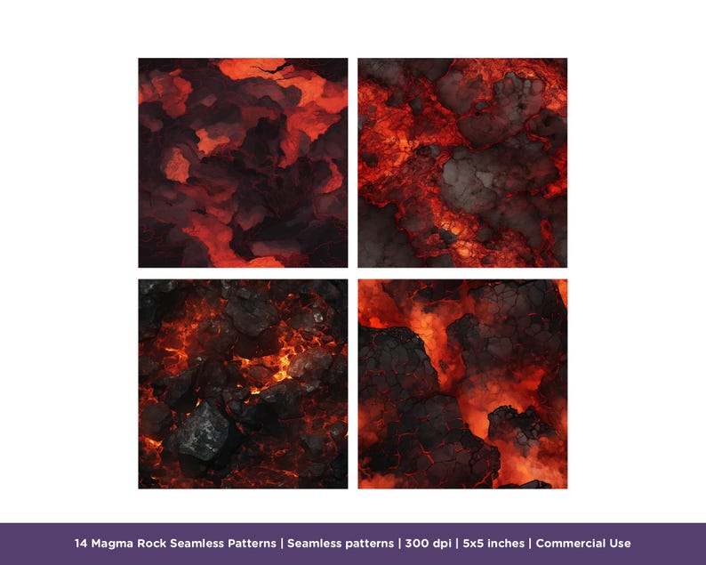 14 Magma Rock Lava Seamless Patterns Ground Textures, Rock, Fiery ...
