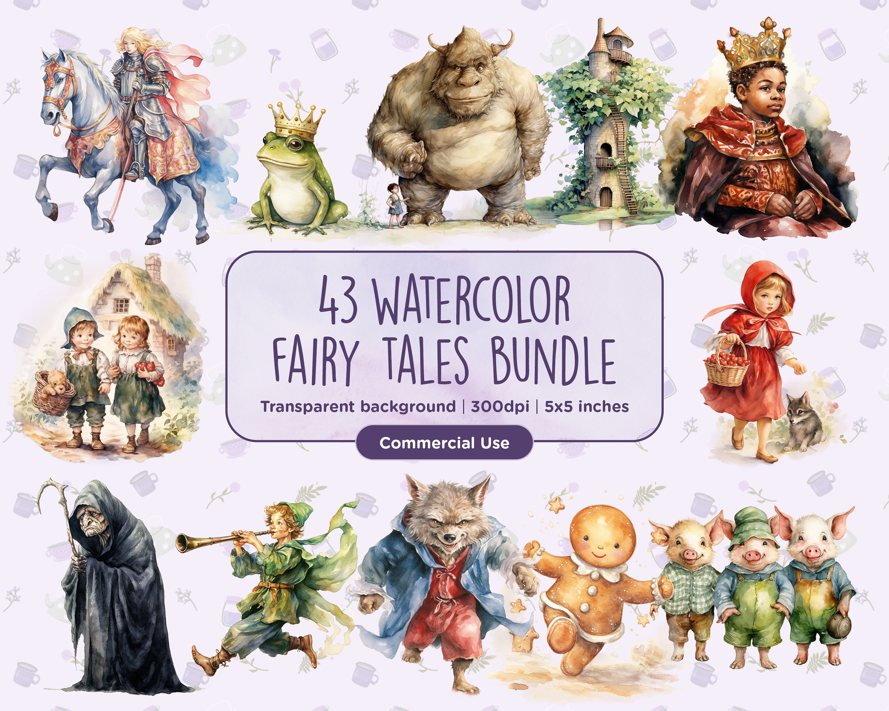 43 Watercolor Fairy Tales Clipart - Magical, Princess, Medieval ...