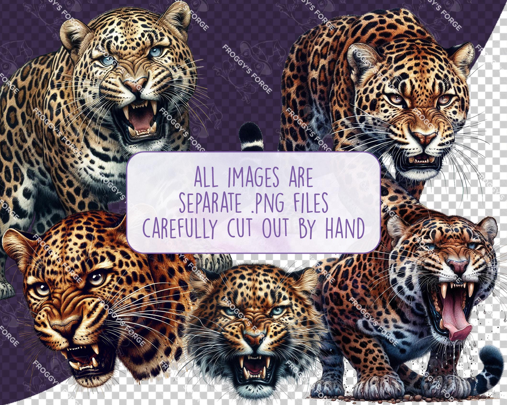 20 Watercolor Angry Leopards Clipart - Fierce, Wildlife Art, Animals ...