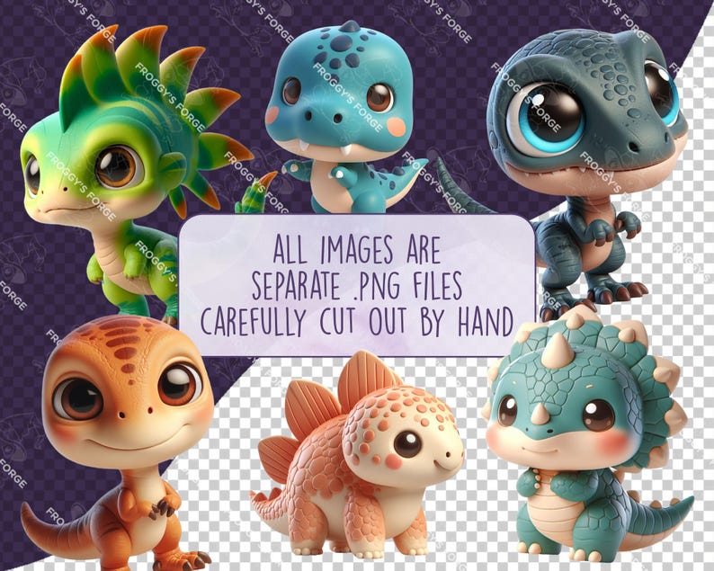 36 3D Cartoon Dinosaurs Clipart - T-rex, Pterodactyl, Brontosaurus ...