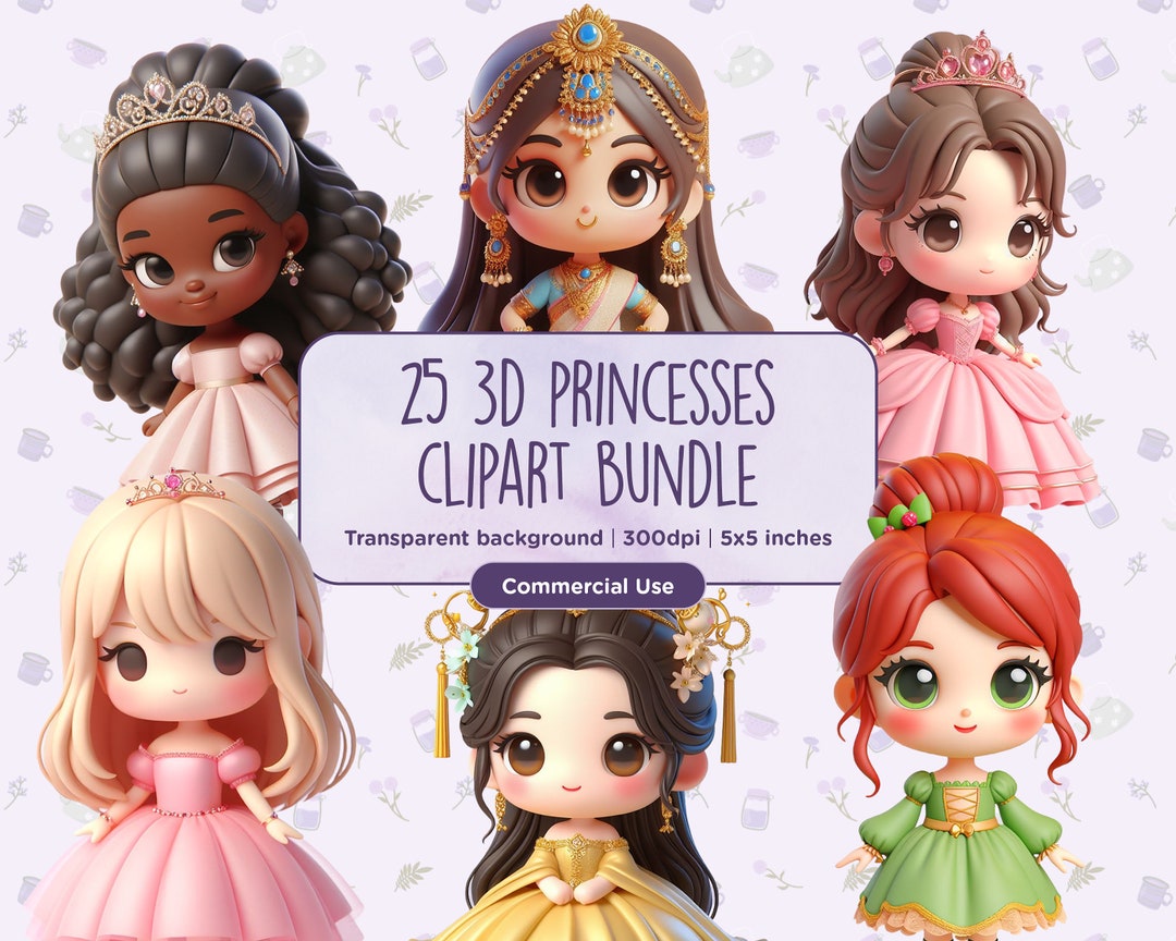 25 3D Princesses Clipart - Magical, Princess, Medieval, Cinderella ...