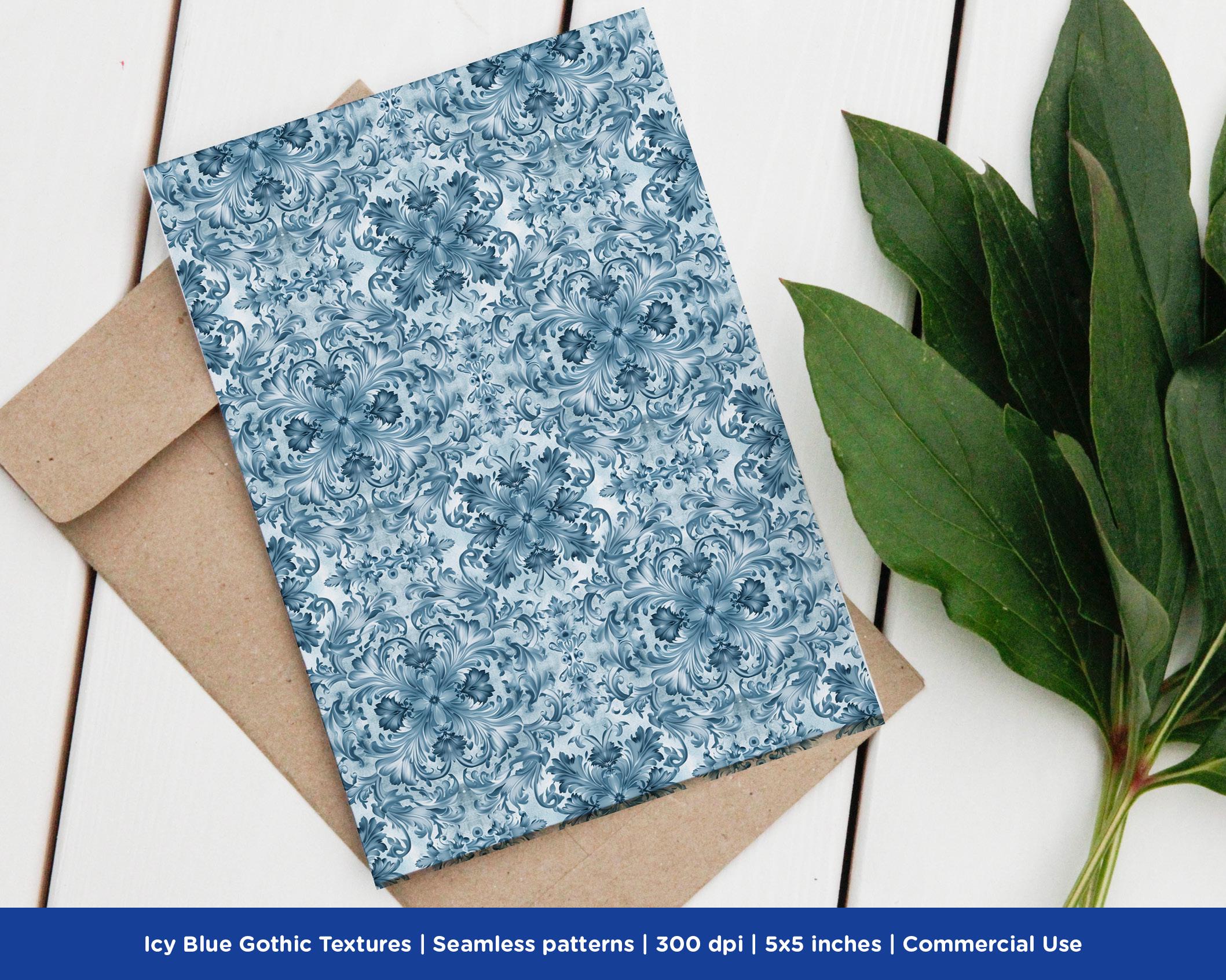 16 Icy Blue Gothic Textures, Seamless Patterns - Cold, Winter, Ice Blue ...
