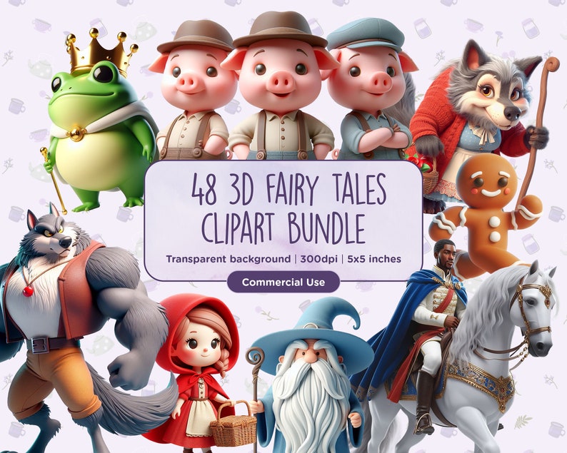 48 3D Fairy Tales Clipart Magical, Princess, Medieval, Cinderella, Big ...