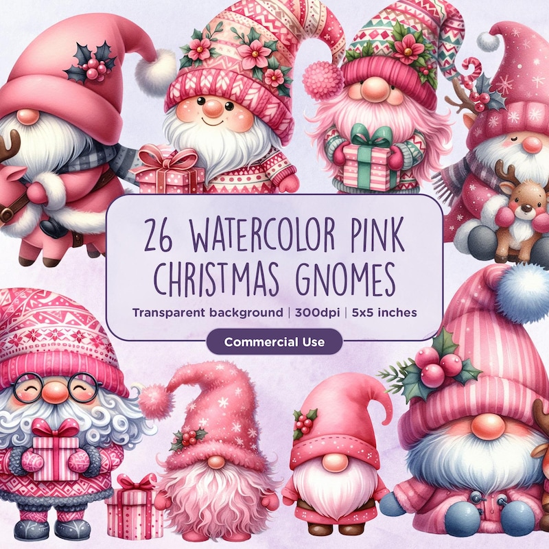 Gnome Christmas Clipart - Etsy