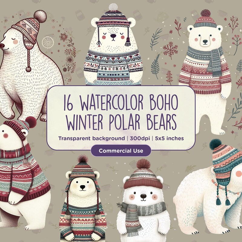 Polar Bear Card - Etsy