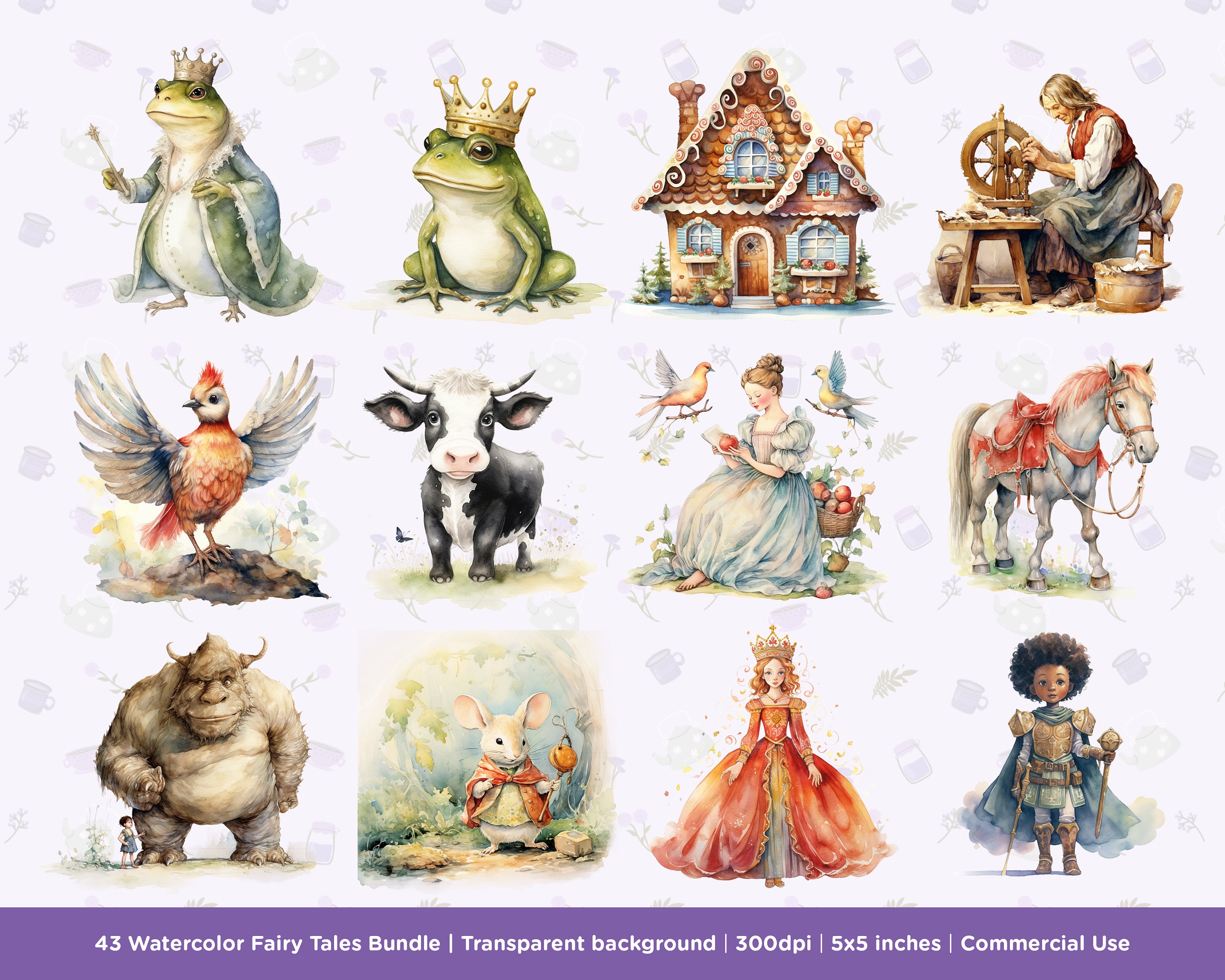 43 Watercolor Fairy Tales Clipart - Magical, Princess, Medieval ...