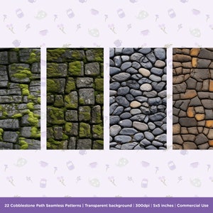 22 Cobblestone Paths Seamless Patterns - Ground Textures, Brushes for ...