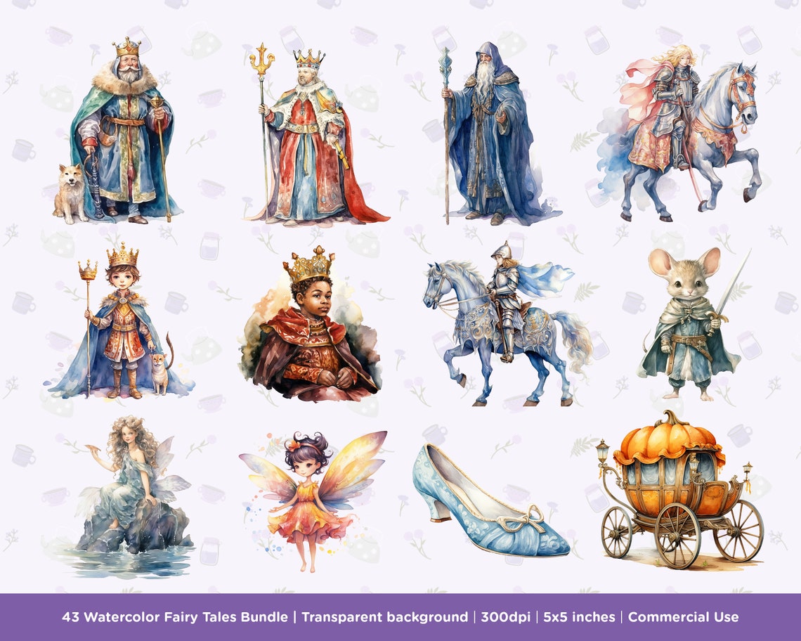 43 Watercolor Fairy Tales Clipart Magical, Princess, Medieval ...