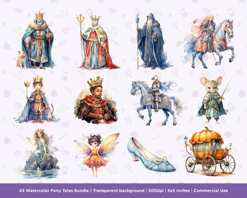 43 Watercolor Fairy Tales Clipart - Magical, Princess, Medieval ...