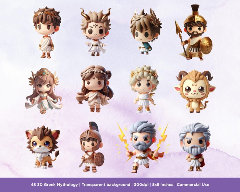 45 3D Greek Mythology Clipart Cartoon, Zeus, Gods, Poseidon, Hades ...
