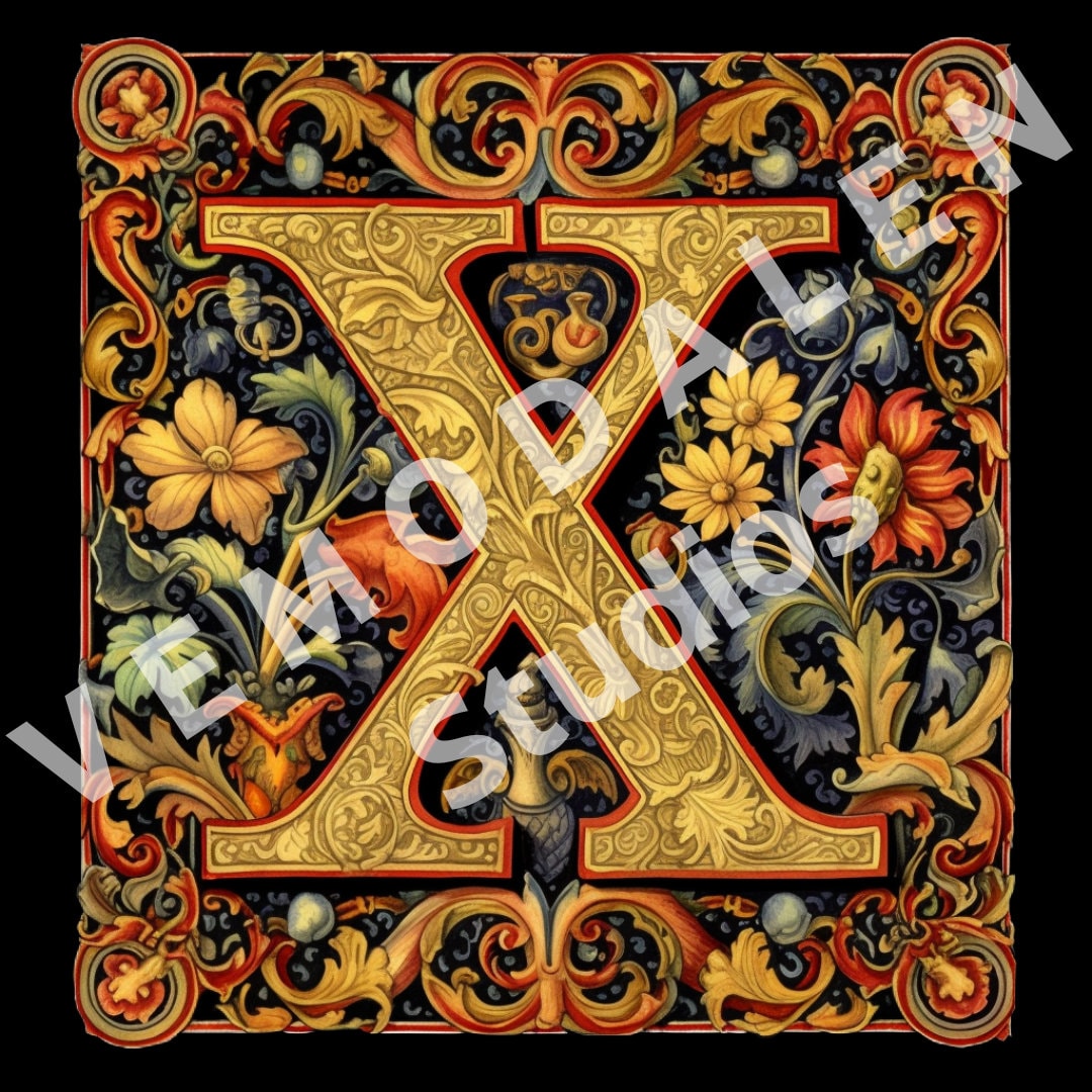 26 Medieval Alphabet Letter Set, Medieval Illuminated Letters, Alphabet ...