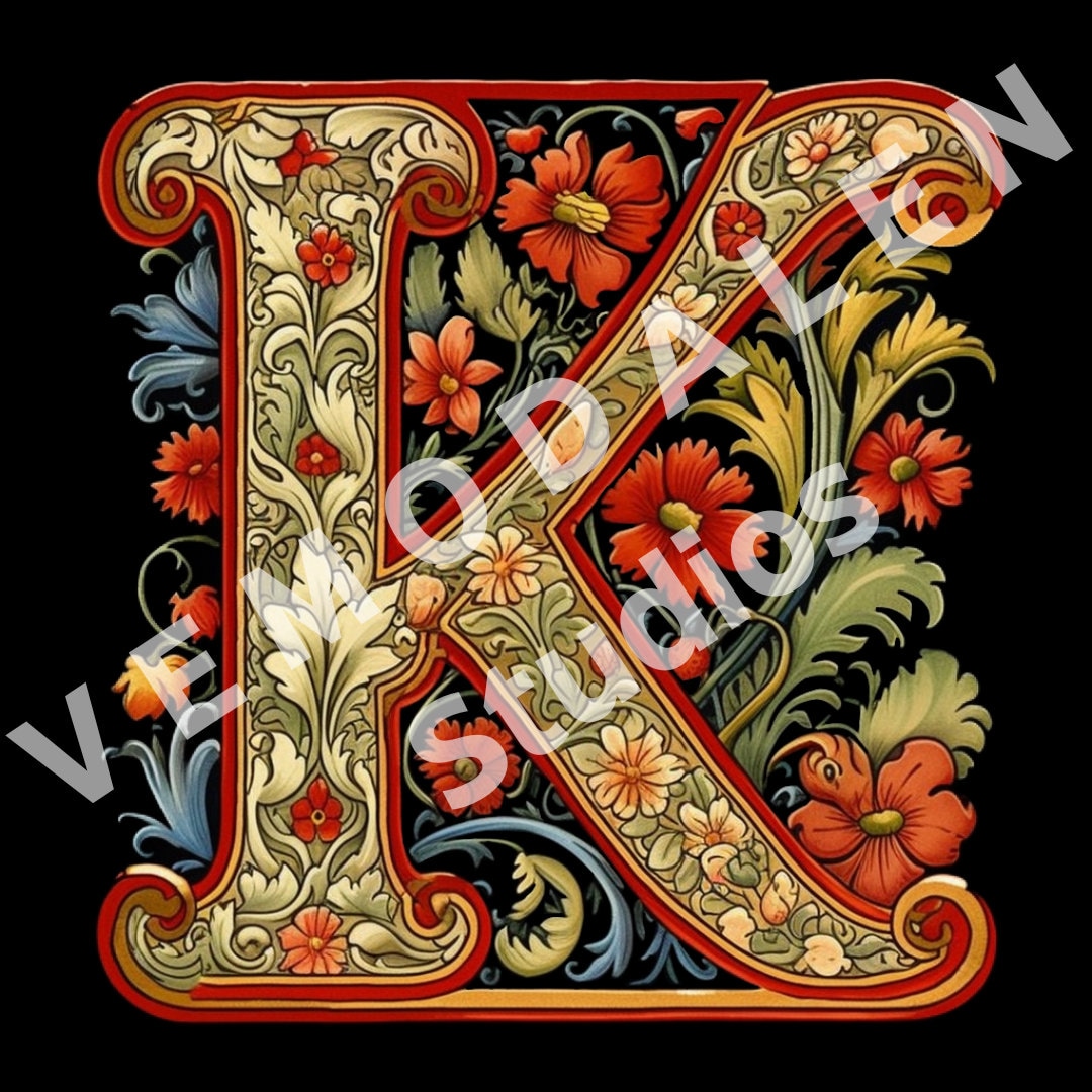 26 Medieval Alphabet Letter Set, Medieval Illuminated Letters, Alphabet ...