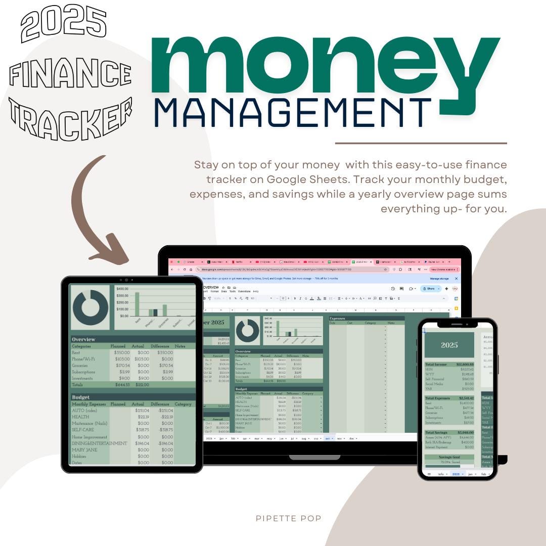 2025 Finance Tracker Spreadsheet Monthly Budget & Expense Tracker ...