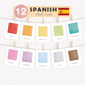 Spanish Colors Flashcards Printable Flash Cards for Kids Colours ...