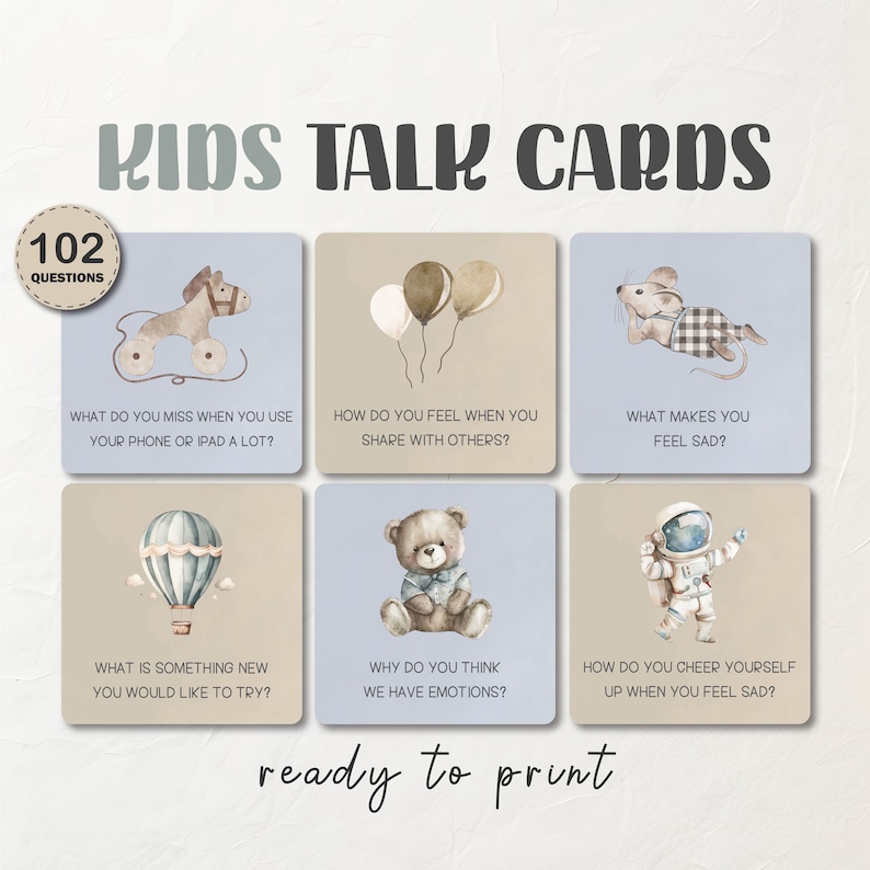 Kids Conversation Cards Kids Talk Cards Therapy Tools Kids Play Therapy ...