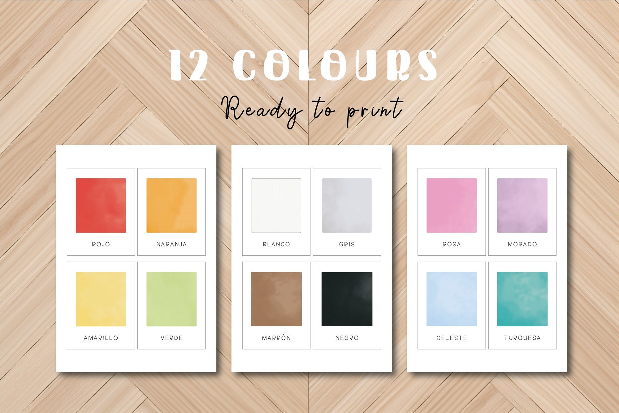 Spanish Colors Flashcards Printable Flash Cards for Kids Colours ...