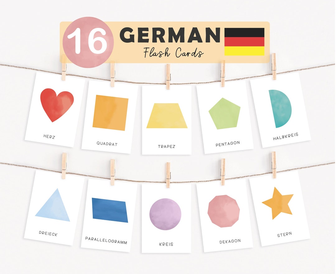 Rainbow Shapes Flash Cards Poster German Education Montessori Home ...