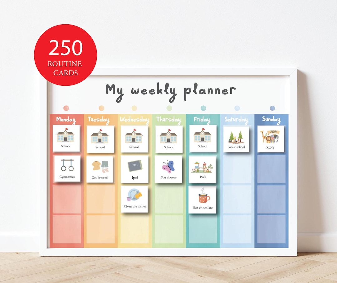 Weekly Schedule Kids Visual Planner Routine Cards Visual Calendar ...