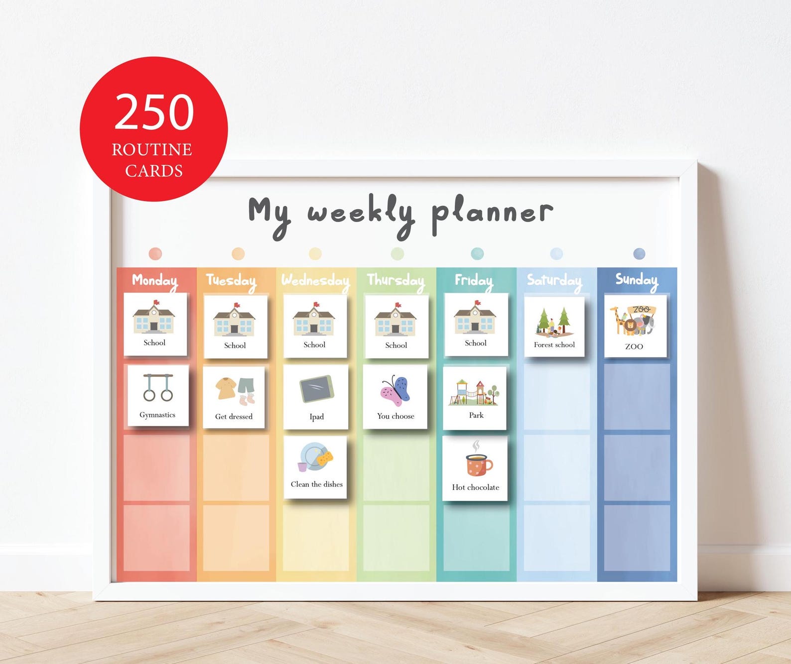 Weekly Schedule Kids Visual Planner Routine Cards Visual Calendar ...