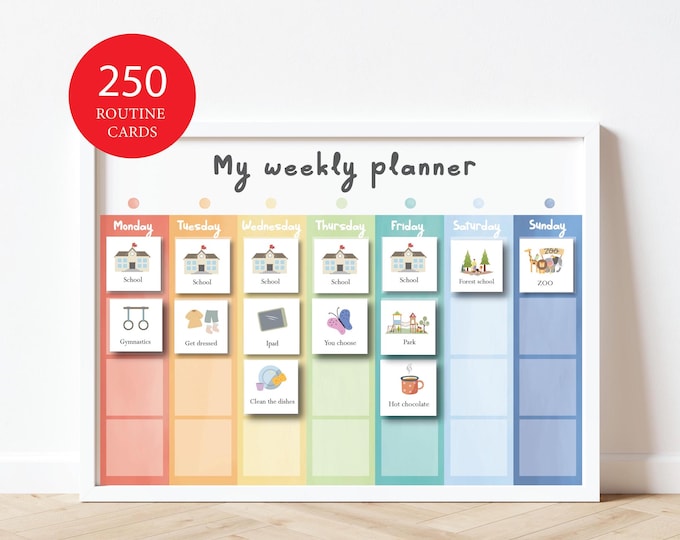 Weekly Schedule Kids Visual Planner Routine Cards Visual Calendar ...
