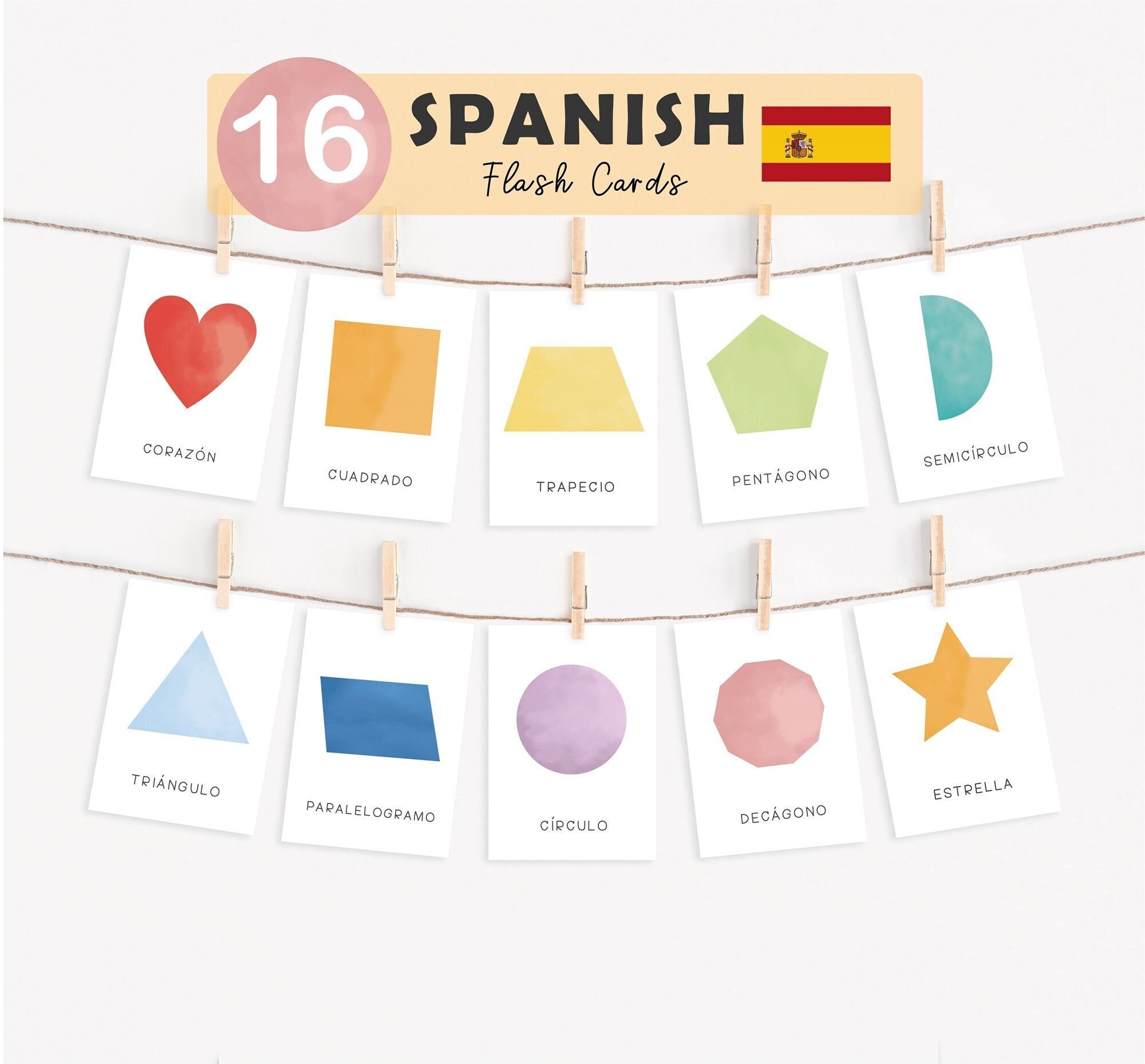 Spanish Shapes Flashcards for Kids Educational Flash Cards Spanish ...