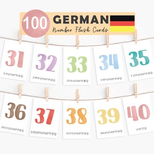 Numbers Flash Cards Poster German Education Montessori Home School ...