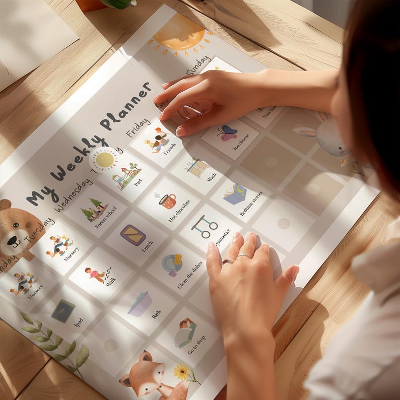 Weekly Planner Visual Chart for Kids Routine Cards Visual Calendar ...