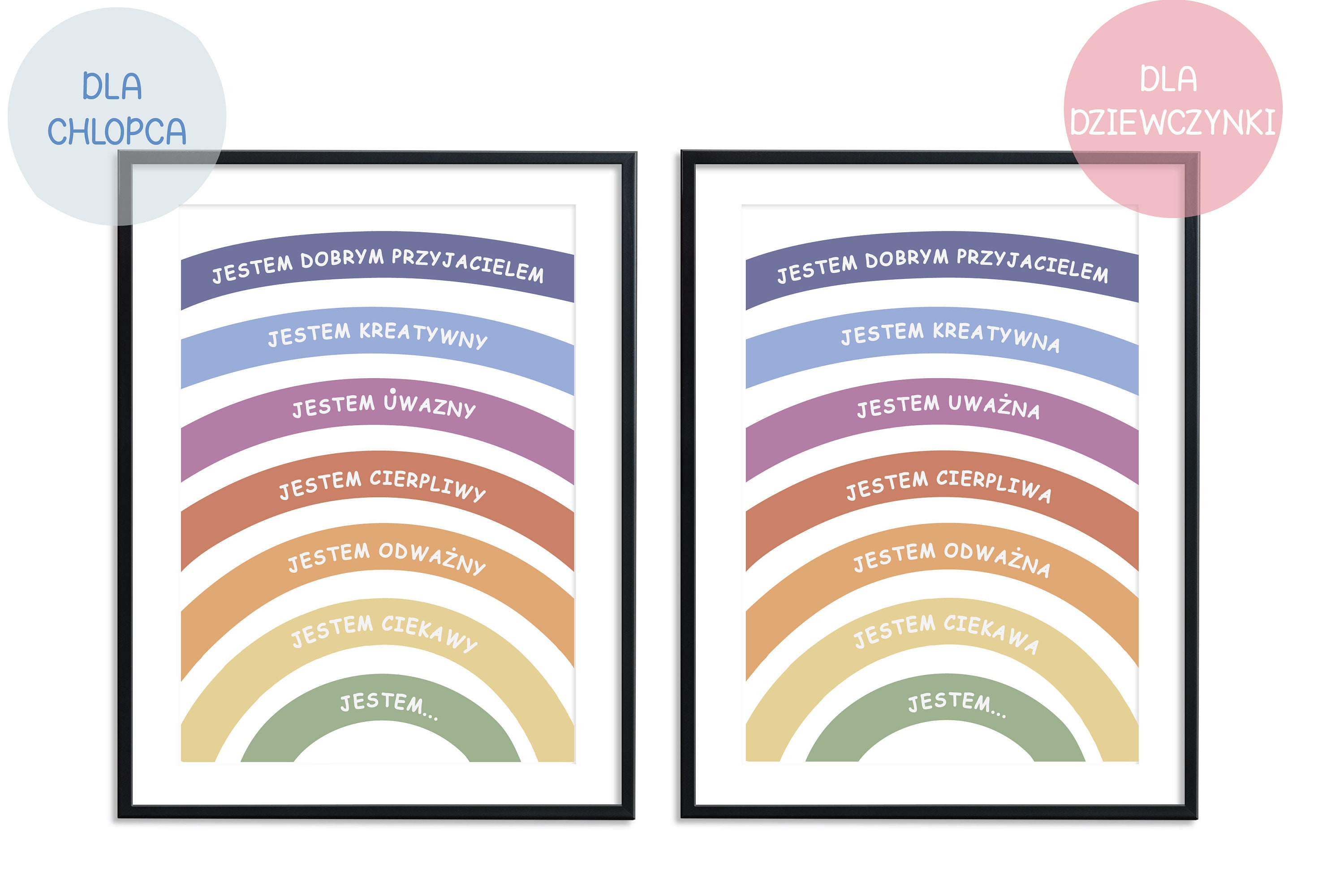 Polish Poster Affirmation for Kids Educational Polish Print Rainbow Set ...