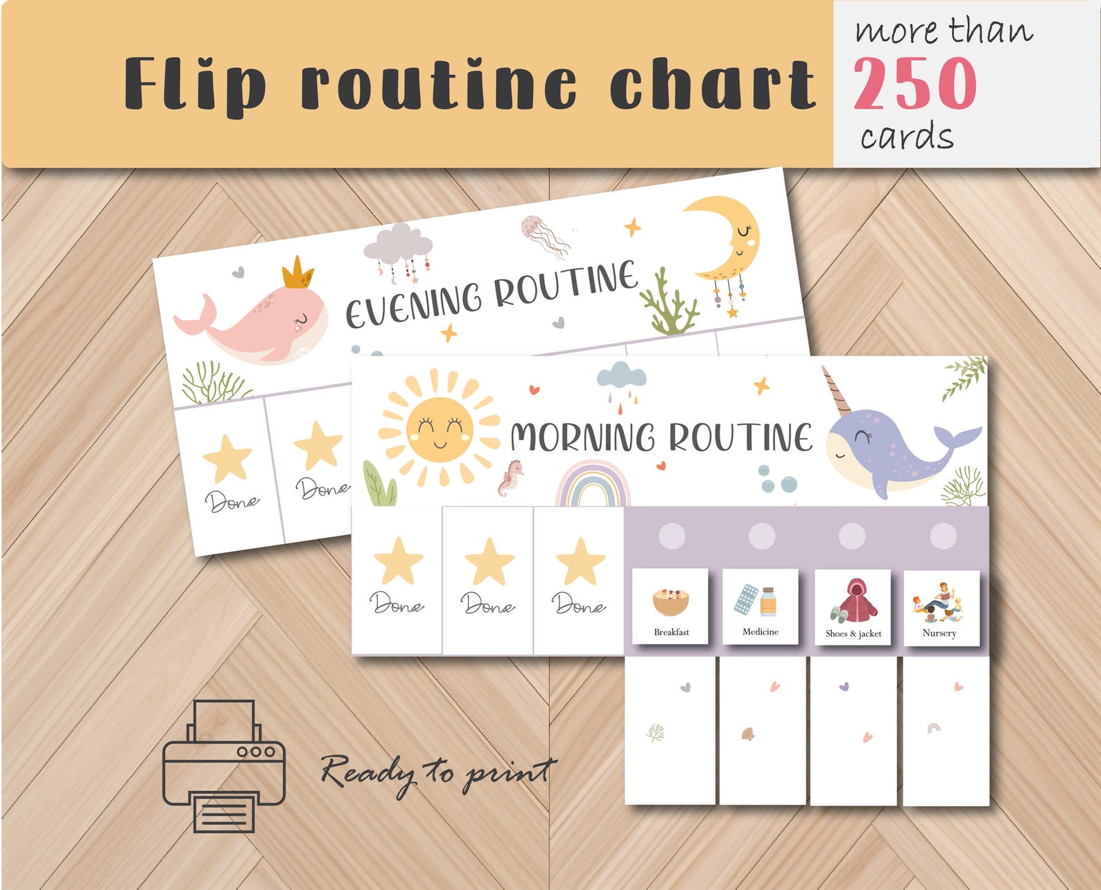 Toddler Chore Chart Routine Flip Chart Kids Visual Daily Routine Cards ...
