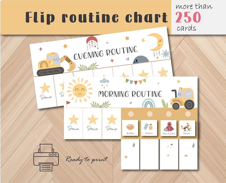 Toddler Chore Chart Kids Visual Daily Routine Cards Daily Rhythm Flip ...