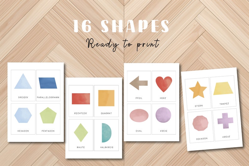 Rainbow Shapes Flash Cards Poster German Education Montessori Home ...