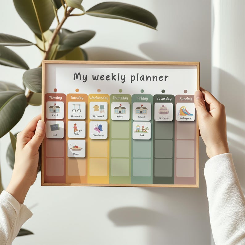 Weekly Schedule Kids Visual Planner Routine Cards Visual Calendar ...