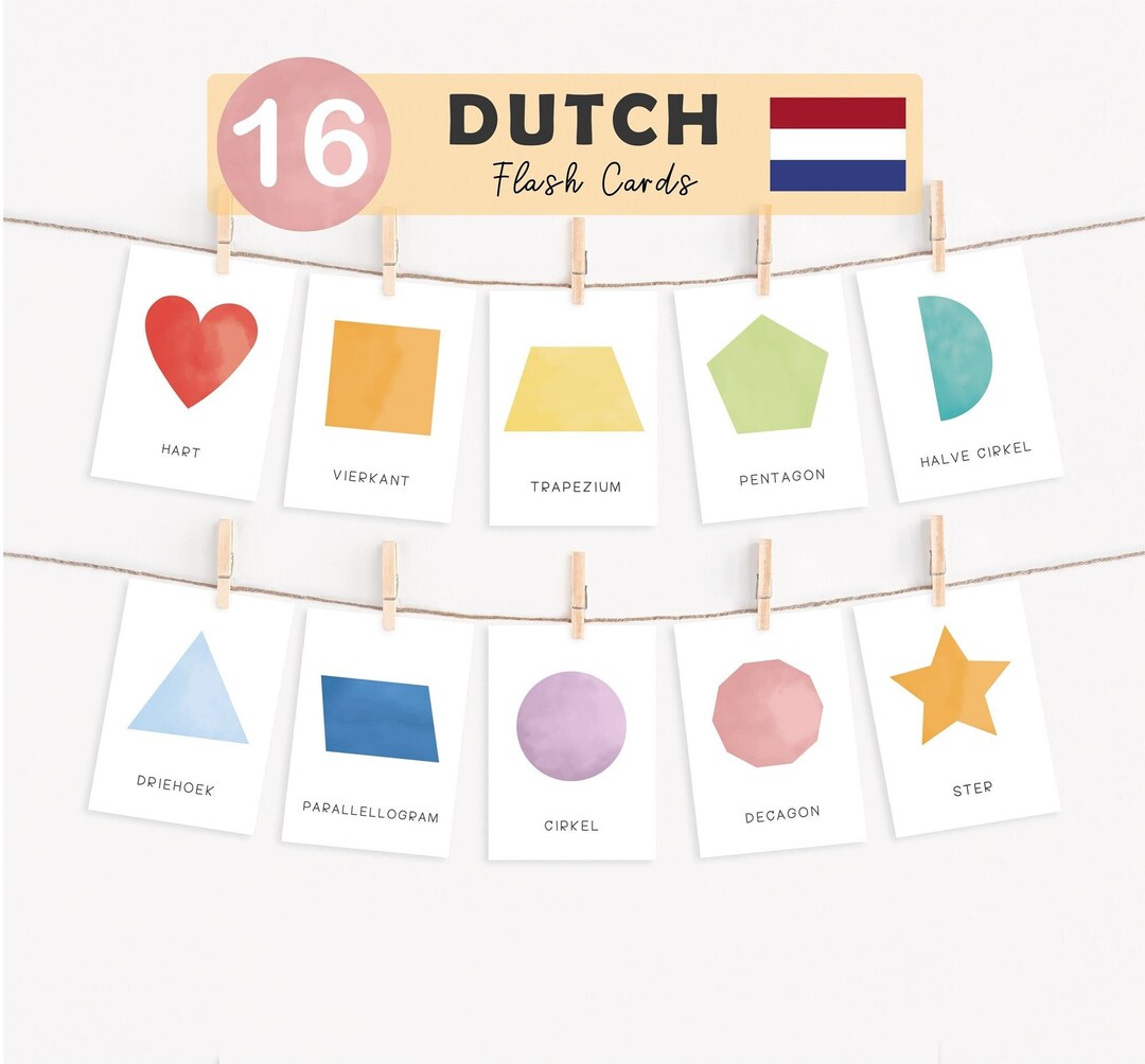 Dutch Shapes Flashcards Learning Preschool Shapes Worksheets Toddler ...