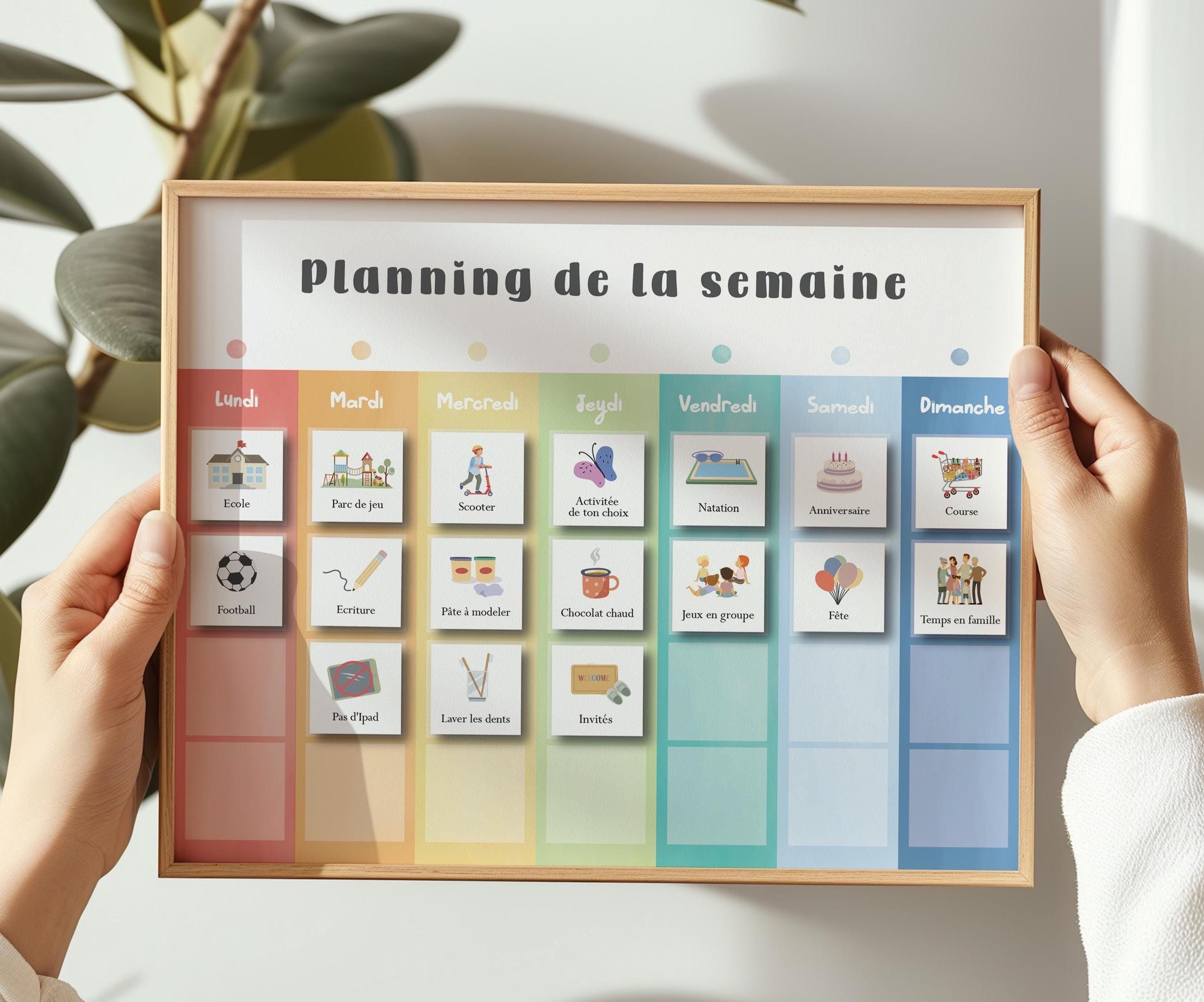 FRENCH Weekly Schedule Kids Visual Planner Routine Cards Visual ...