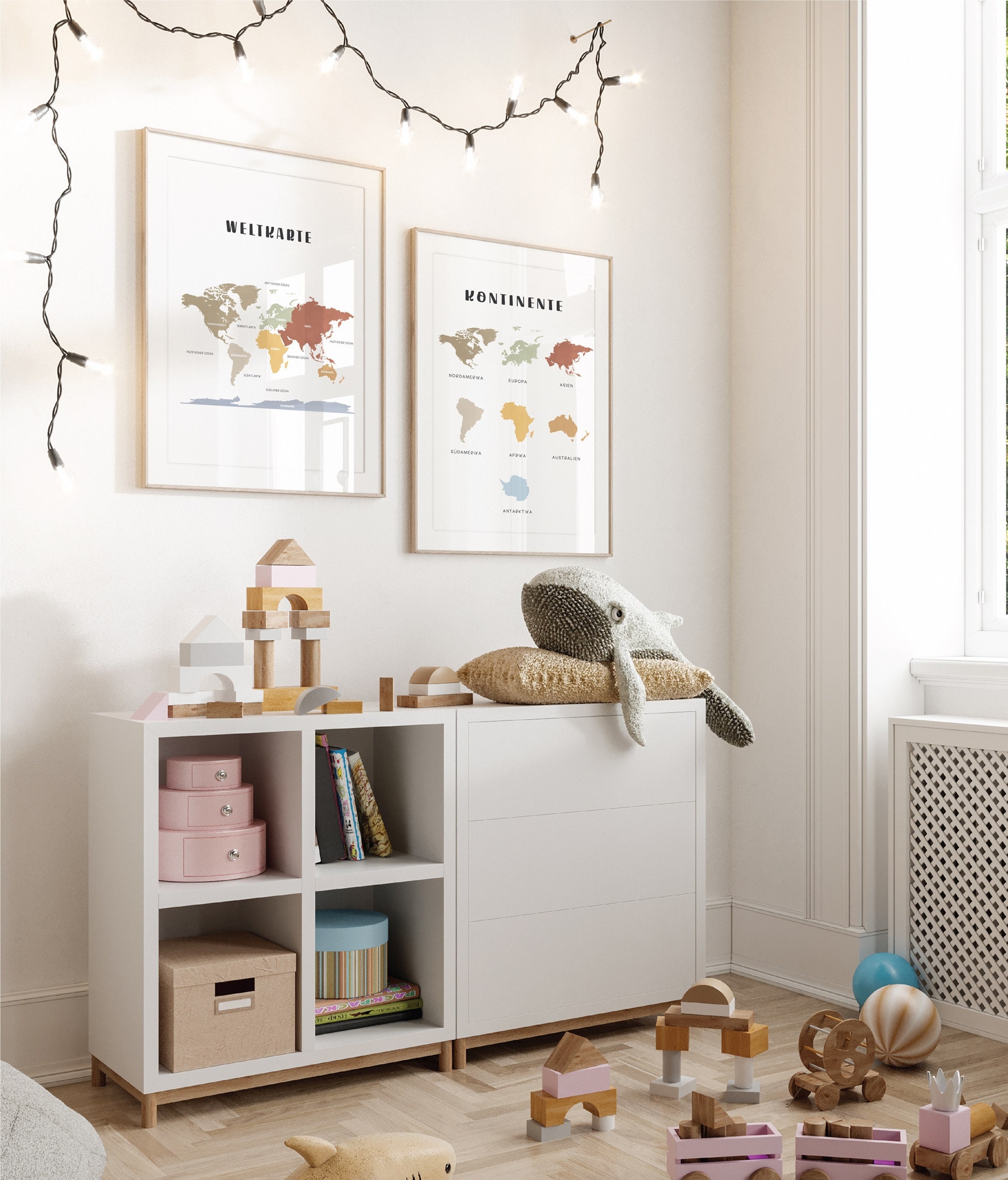 Weltkarte Poster German Learning World Map Poster Continents Poster ...
