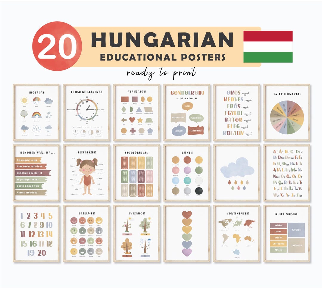Hungarian School Printables for Kids Hungarian Preschool Posters ...