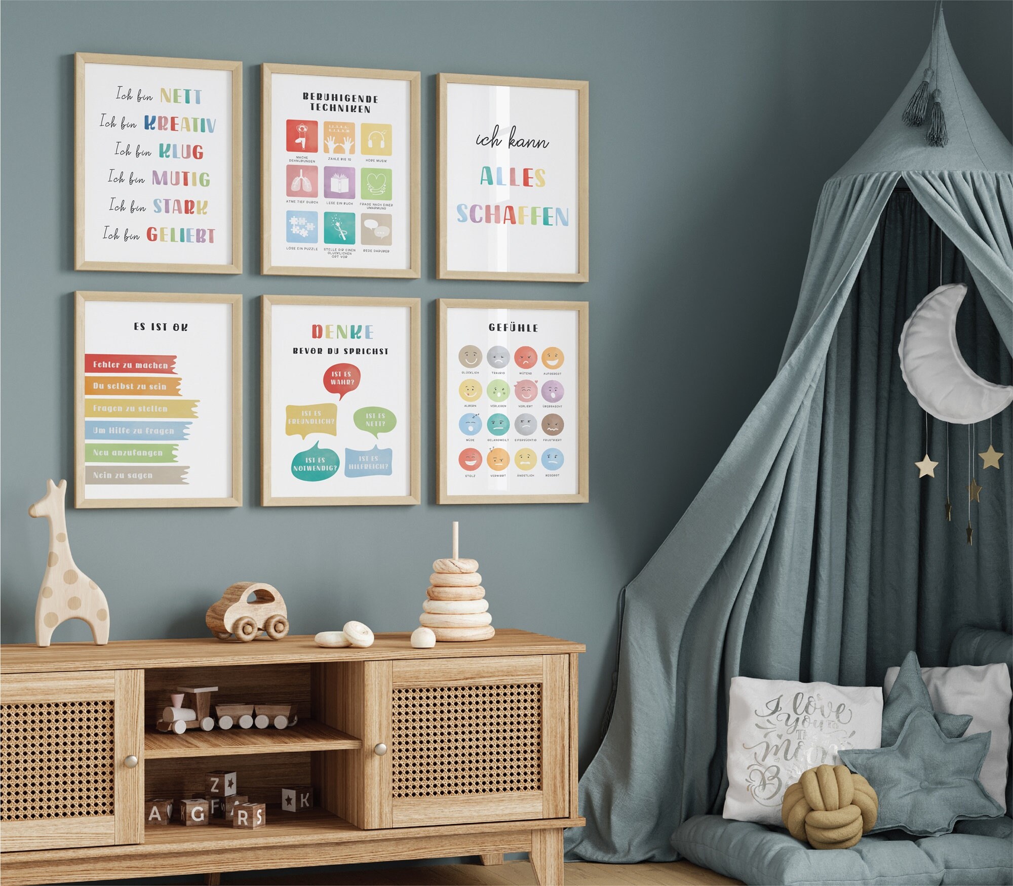 German Positive Affirmations for Kids Motivational Poster Daily ...