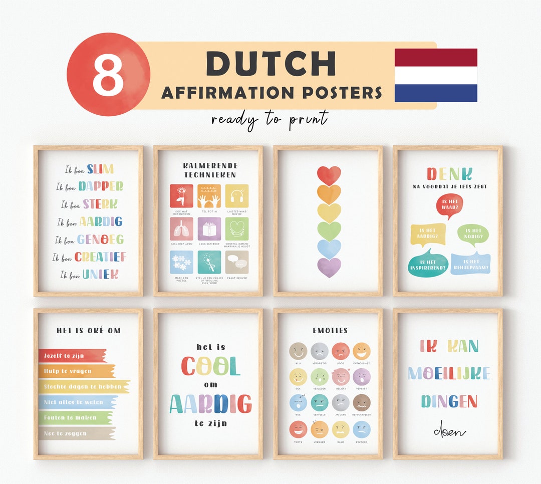 Dutch Positive Affirmations for Kids – Printable Wall Art, Motivational ...