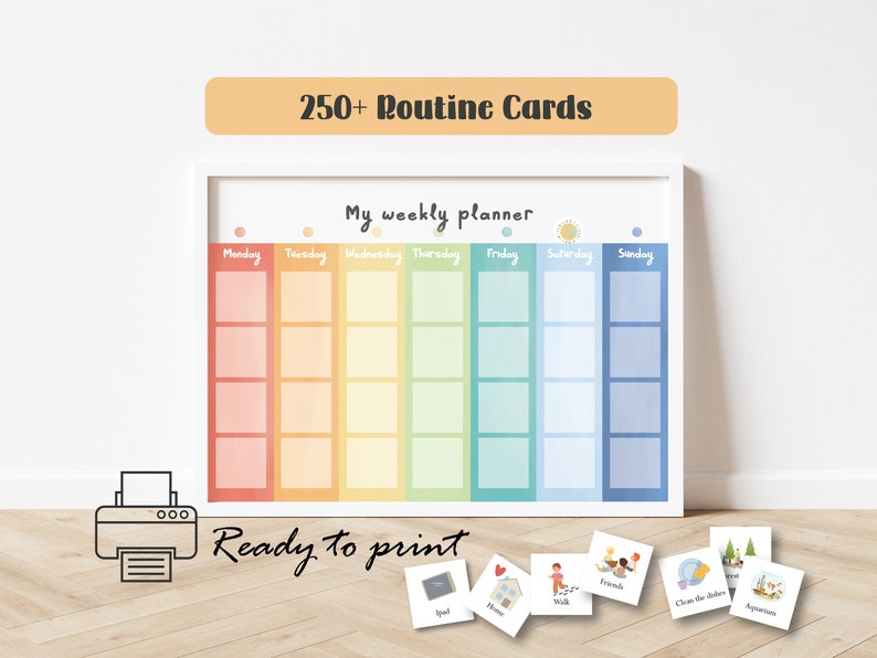 Visual Weekly Planner Kids Visual Timetable Routine Cards Autism Visual ...