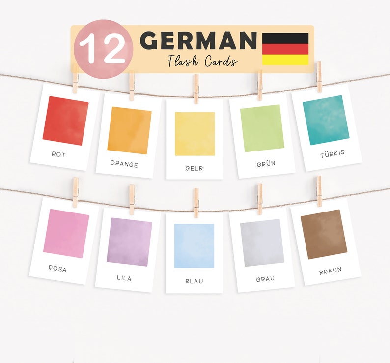 German Flash Cards Montessori Poster German Education Home School ...