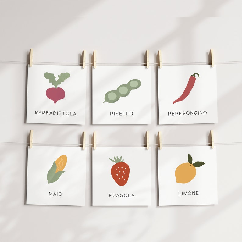 Italian Fruits Vegetables Flashcards Italian Language Italian Teacher ...