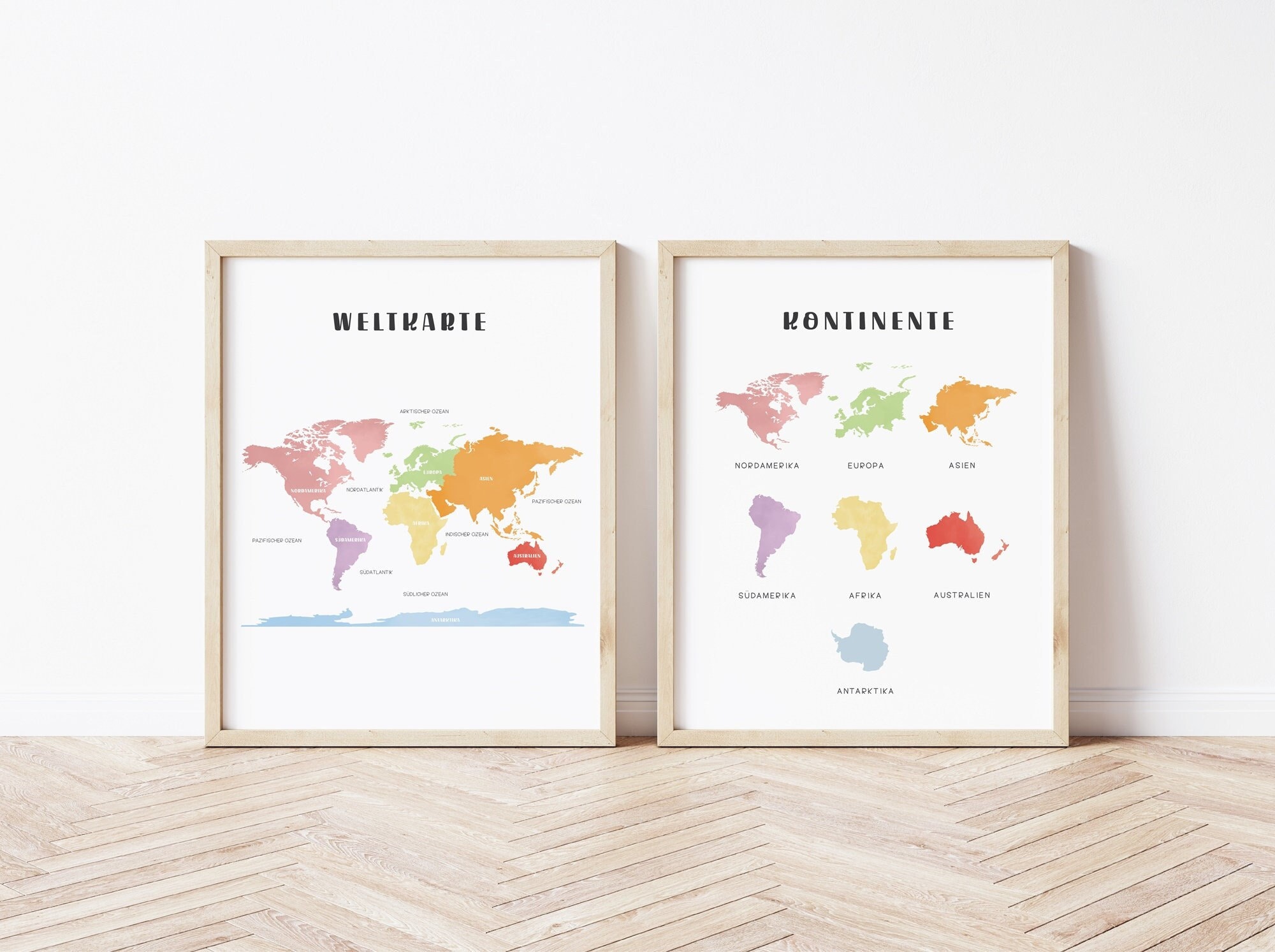 Continents Poster World Map Wall Art Nursery World Map Print Montessori ...