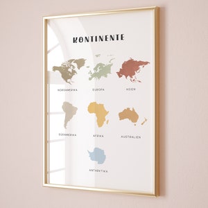 Weltkarte Poster German Learning World Map Poster Continents Poster ...